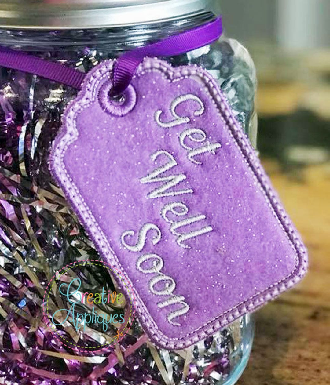 Get Well Soon Gift Tag Label in the Hoop Applique Machine Embroidery ...