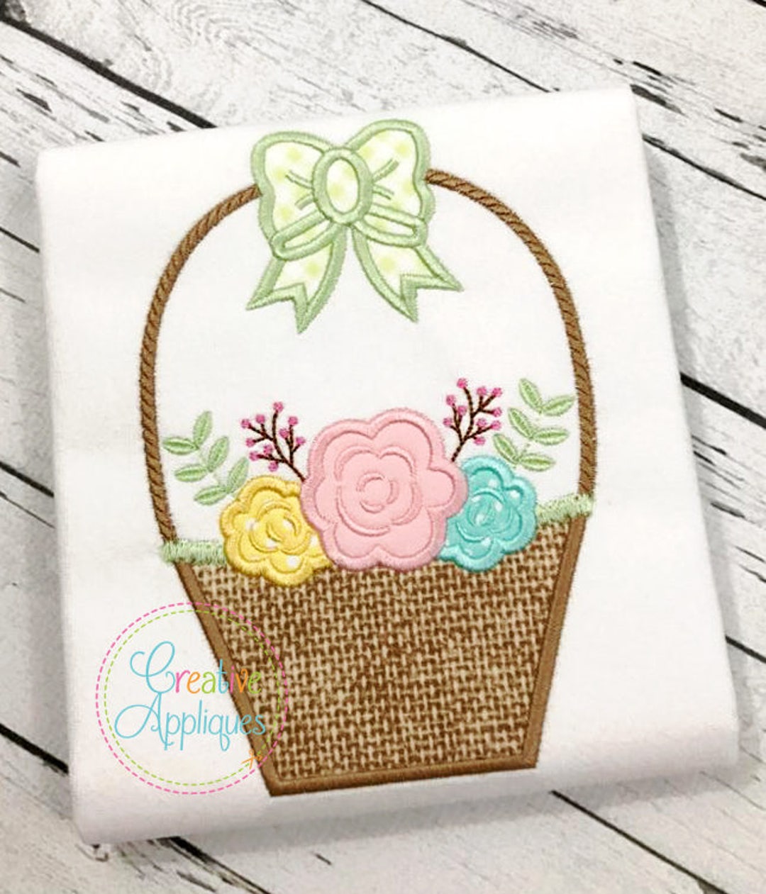 Easter Basket Flowers Machine Embroidery Applique Design, Basket ...
