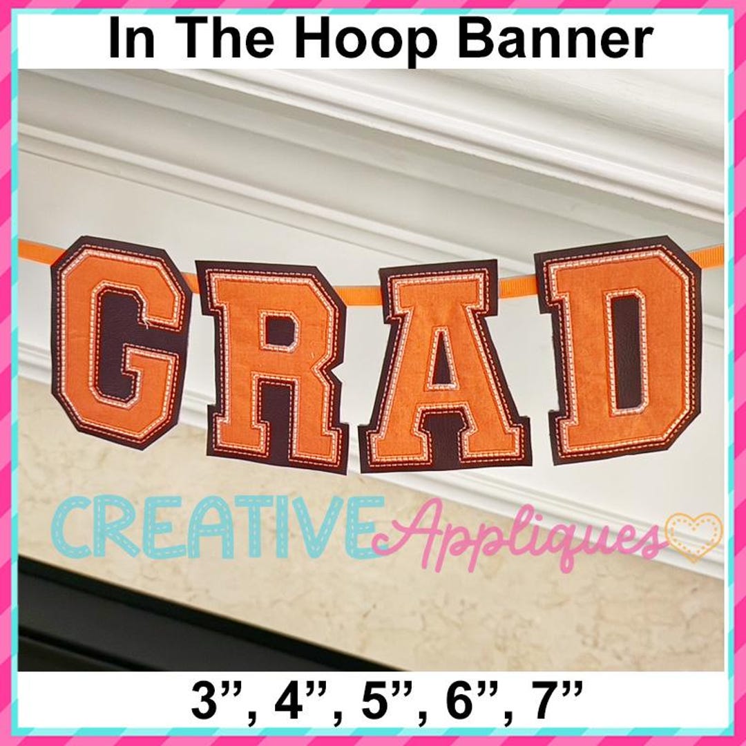 Collegiate Letters Double Banner in the Hoop Design, Machine Embroidery ...