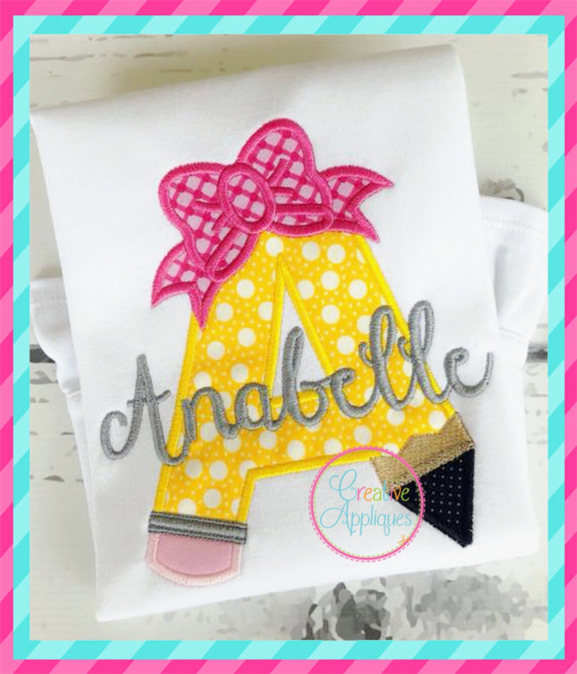 Pencil Bow Alphabet Letters Digital Machine Embroidery - Etsy