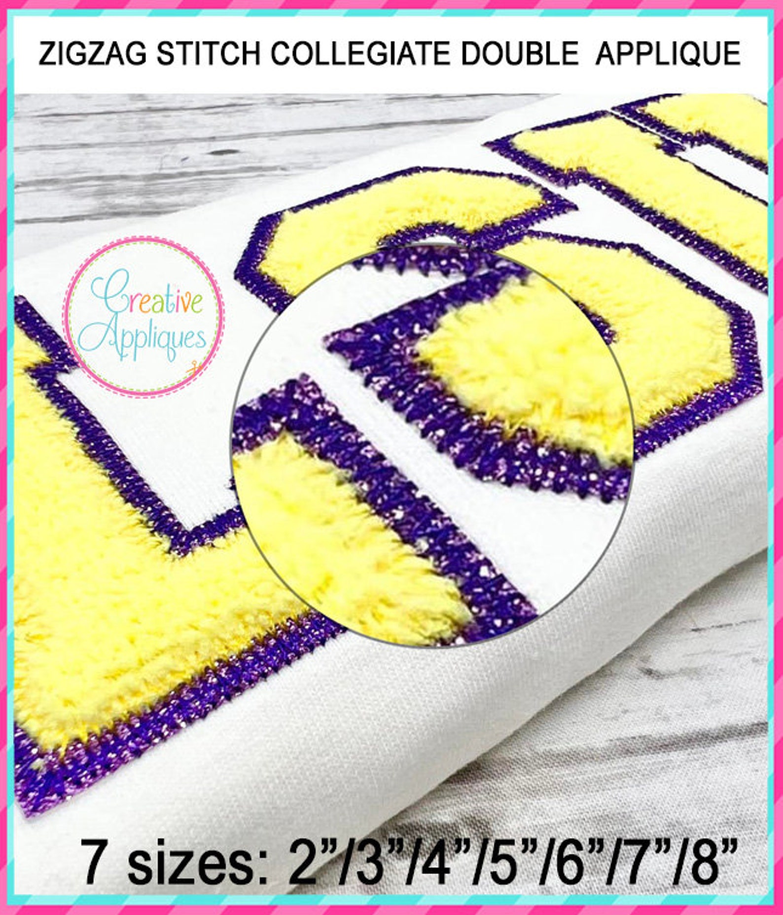 Zigzag Stitch Double Applique Collegiate Alphabet Letters A Thru Z ...