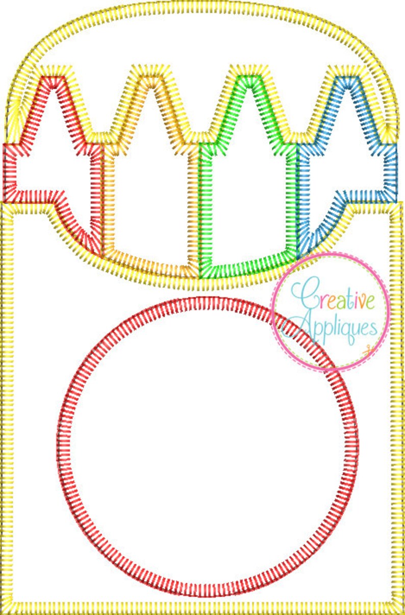 Zigzag Stitch Monogram Crayon Box Digital Machine Embroidery - Etsy