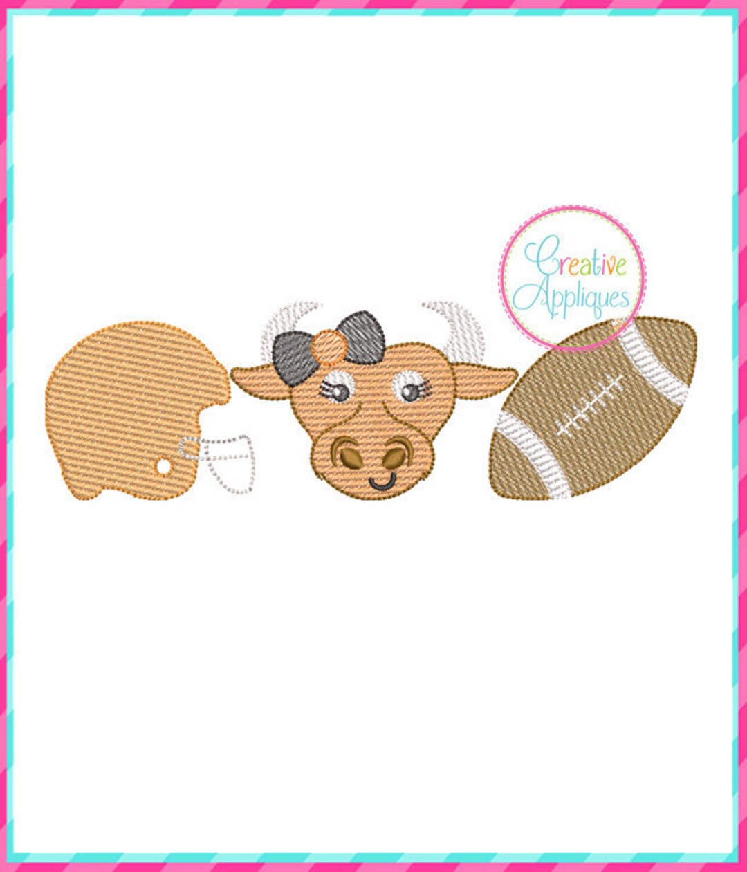 Sketch Stitch Girl Longhorn Football Digital Machine Embroidery Design ...