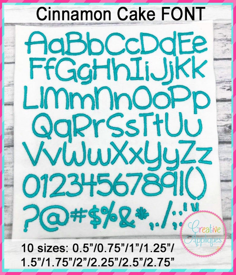 10 Sizes Cinnamon Cake Embroidery Alphabet Font Digital | Etsy
