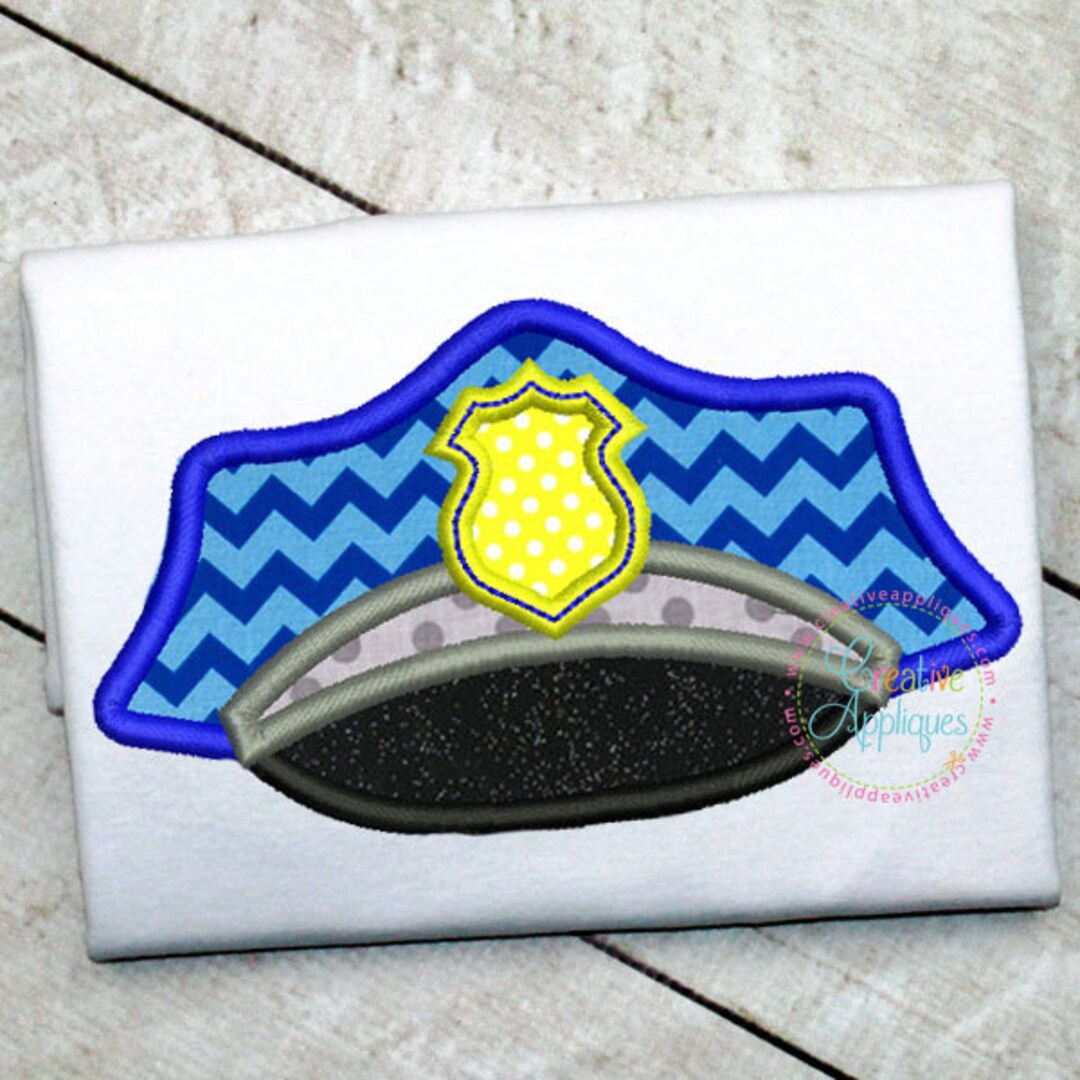 Police Officer Law Enforcement Hat Digital Machine Embroidery Applique ...
