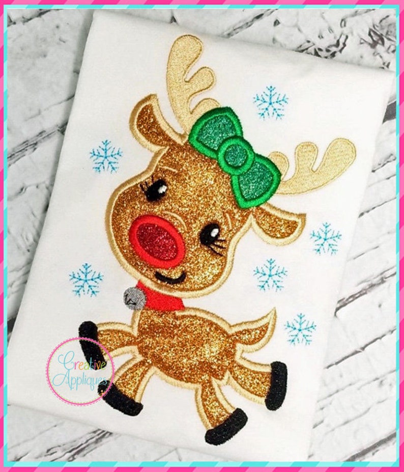 Reindeer Girl Applique Digital Machine Embroidery Design 4 - Etsy