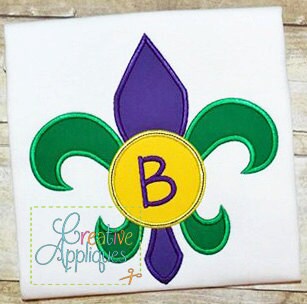 Mardi Gras Monogram Fleur De Lis Applique Digital Machine Embroidery ...
