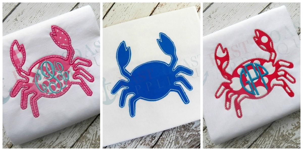 Crab Applique Machine Embroidery Design, Applique Design, Crab Applique ...
