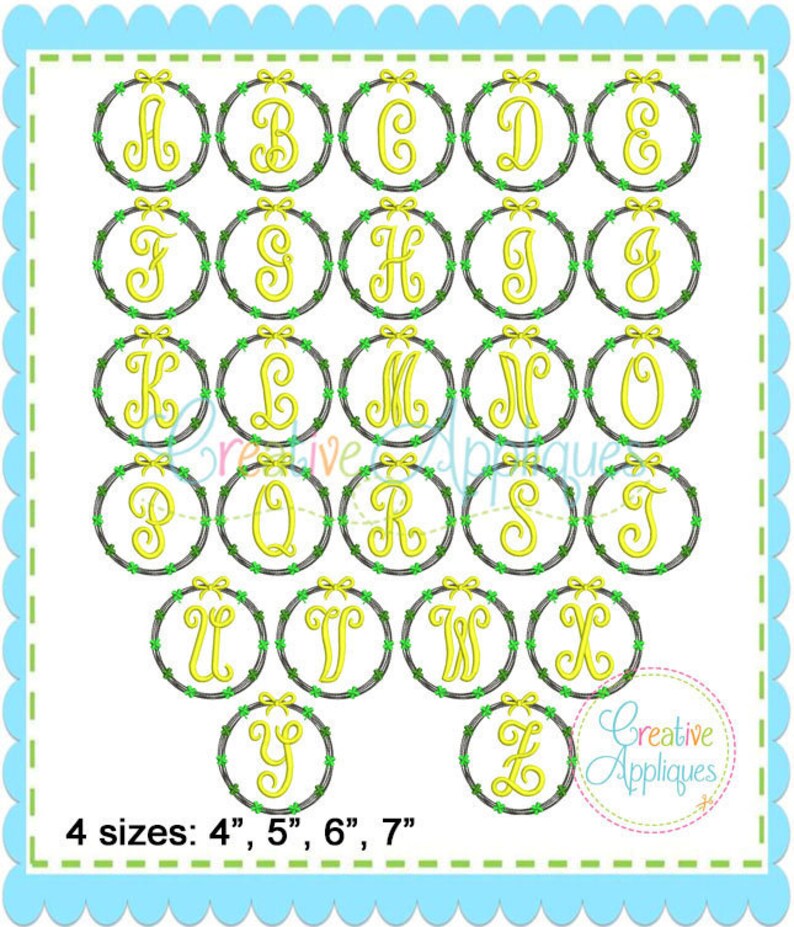 St Patrick Monogram Embroidery Alphabet Digital Machine Embroidery ...