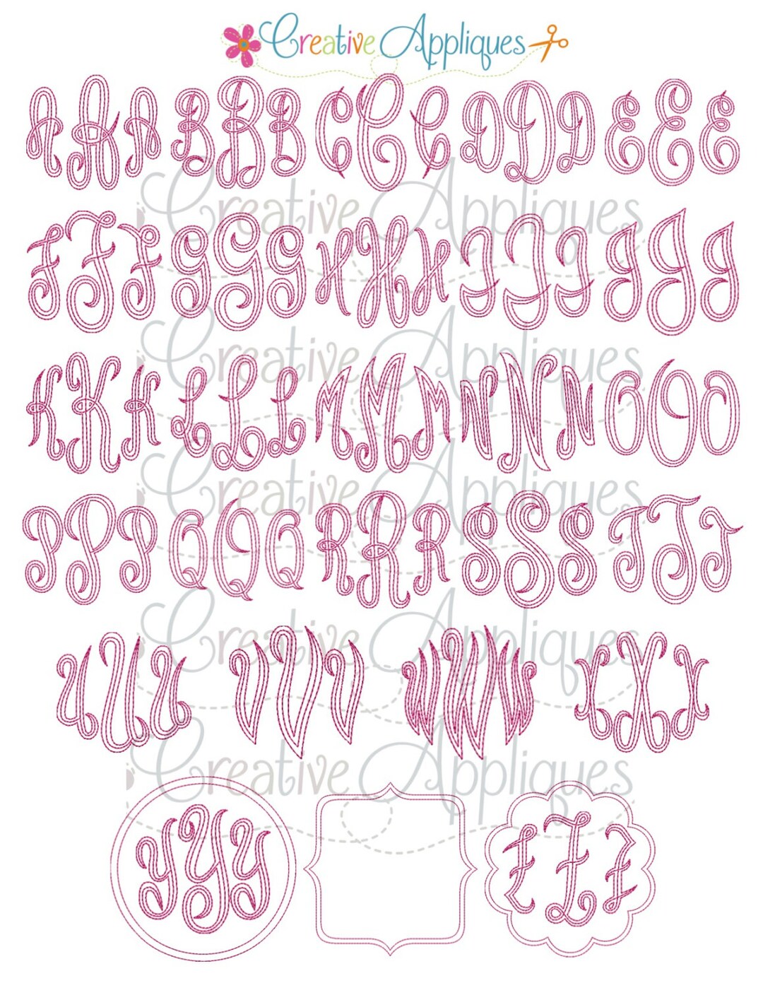 6 SIZES Empire Floss Embroidery Alphabet Font Digital Machine ...