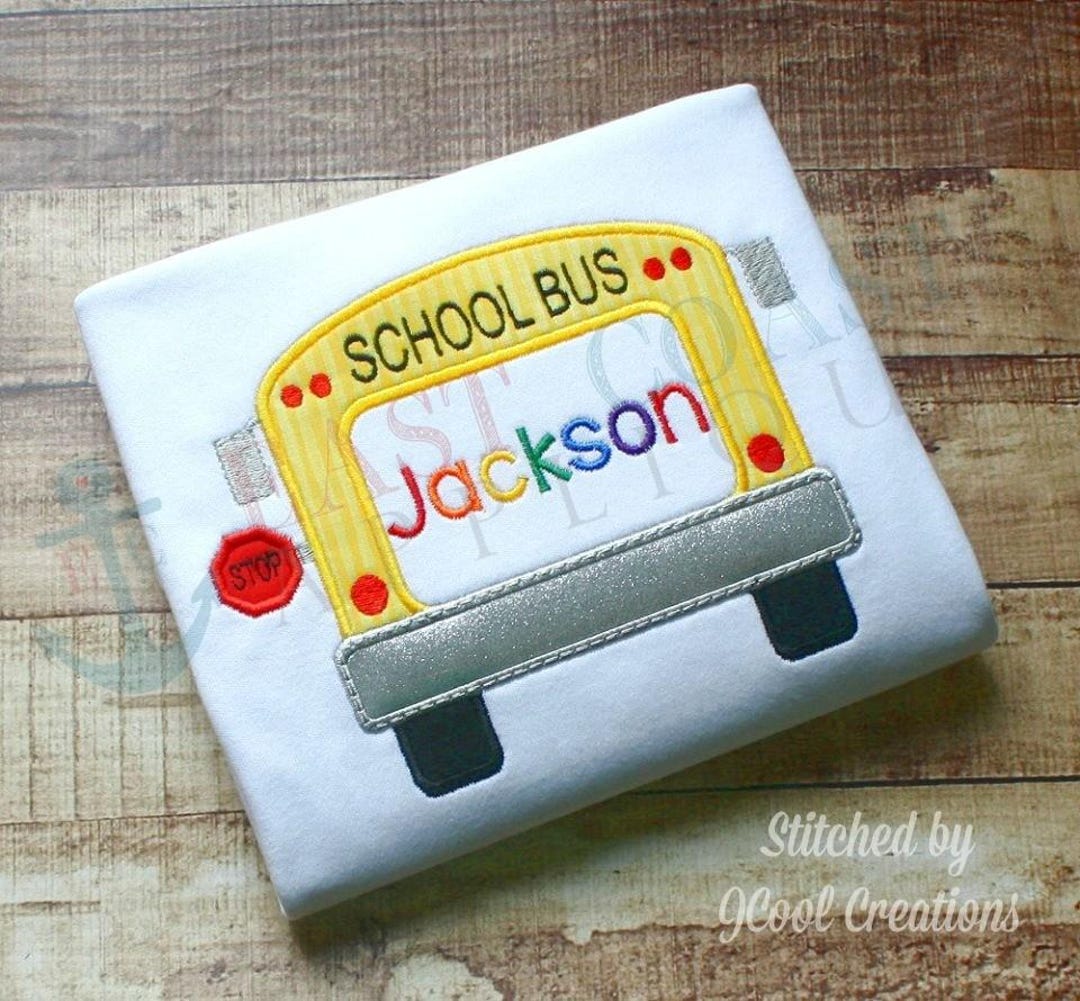 School Bus Frame Applique Design, Machine Embroidery Design, Machine ...