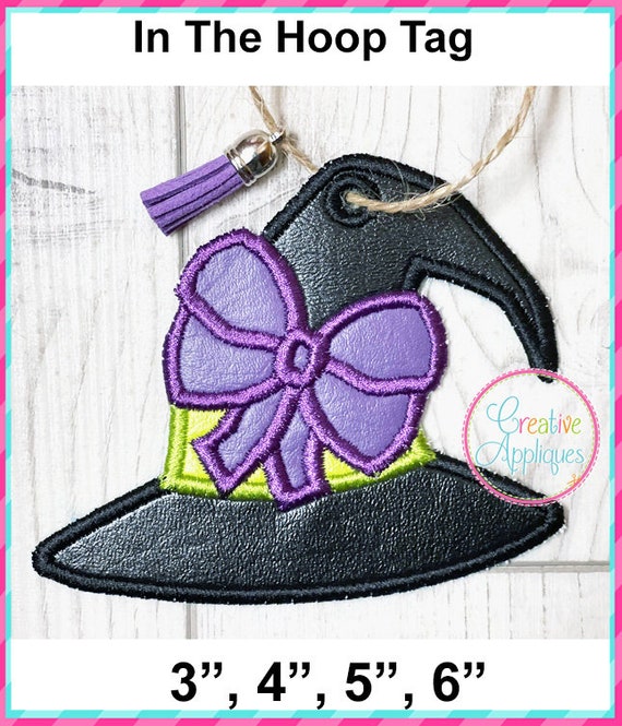 Witch Hat Tag in the Hoop Machine Embroidery Design 4 Sizes - Etsy