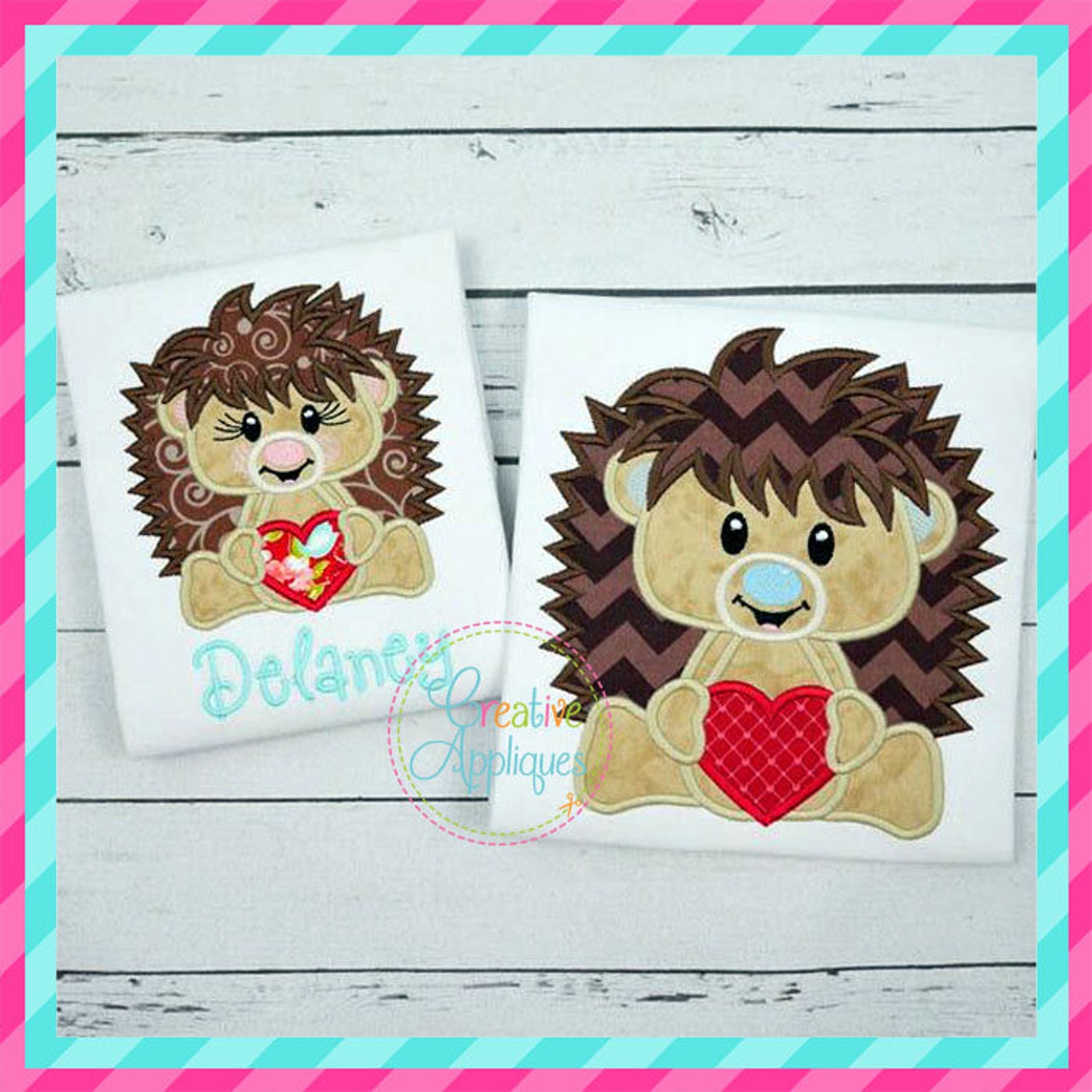 Valentine Animal Set Digital Machine Embroidery Applique Design 4 Sizes ...