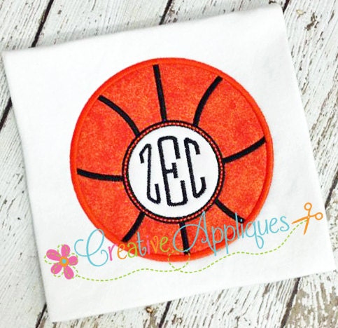Basketball Monogram Applique Digital Machine Embroidery Design 4 Sizes ...