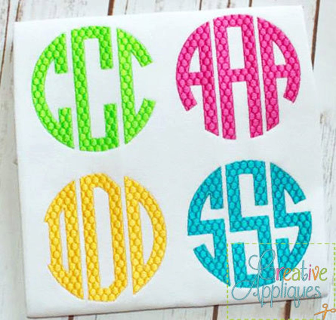 LARGE 5 Sizes BX Natural Circle Honeycomb Embroidery Monogram Alphabet ...
