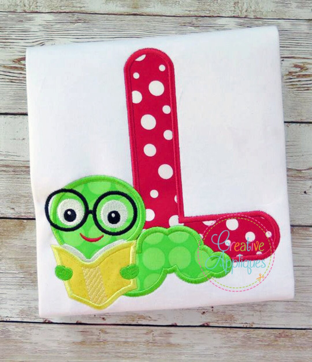 Bookworm Alphabet Letters A Thru Z Digital Machine Embroidery Applique ...
