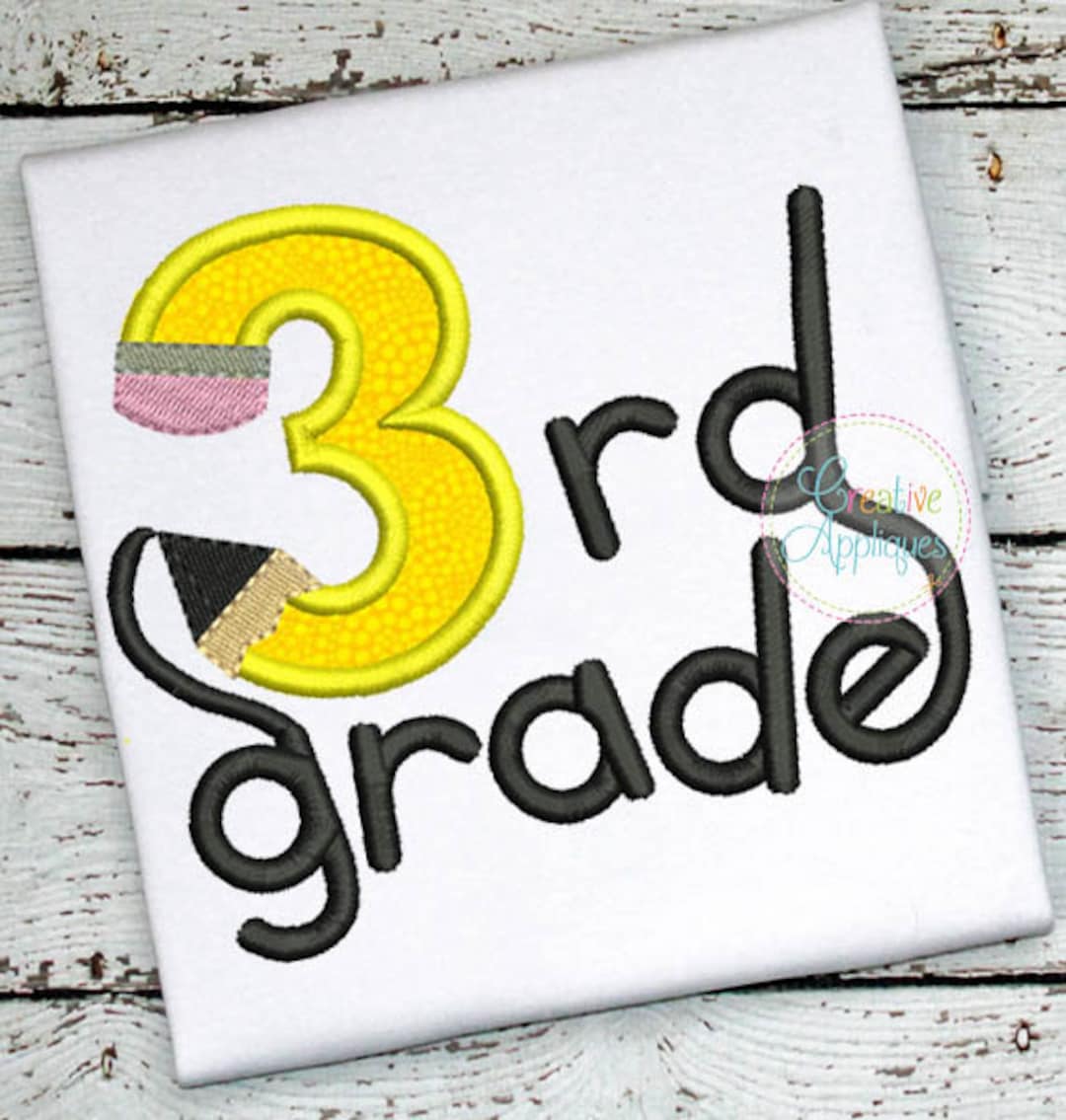 3rd Third Grade Pencil Digital Machine Embroidery Applique Design 4 ...