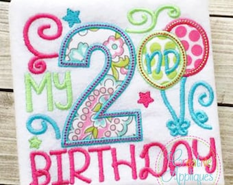 Two Applique Design / Second Birthday Embroidery Design / 2nd - Etsy