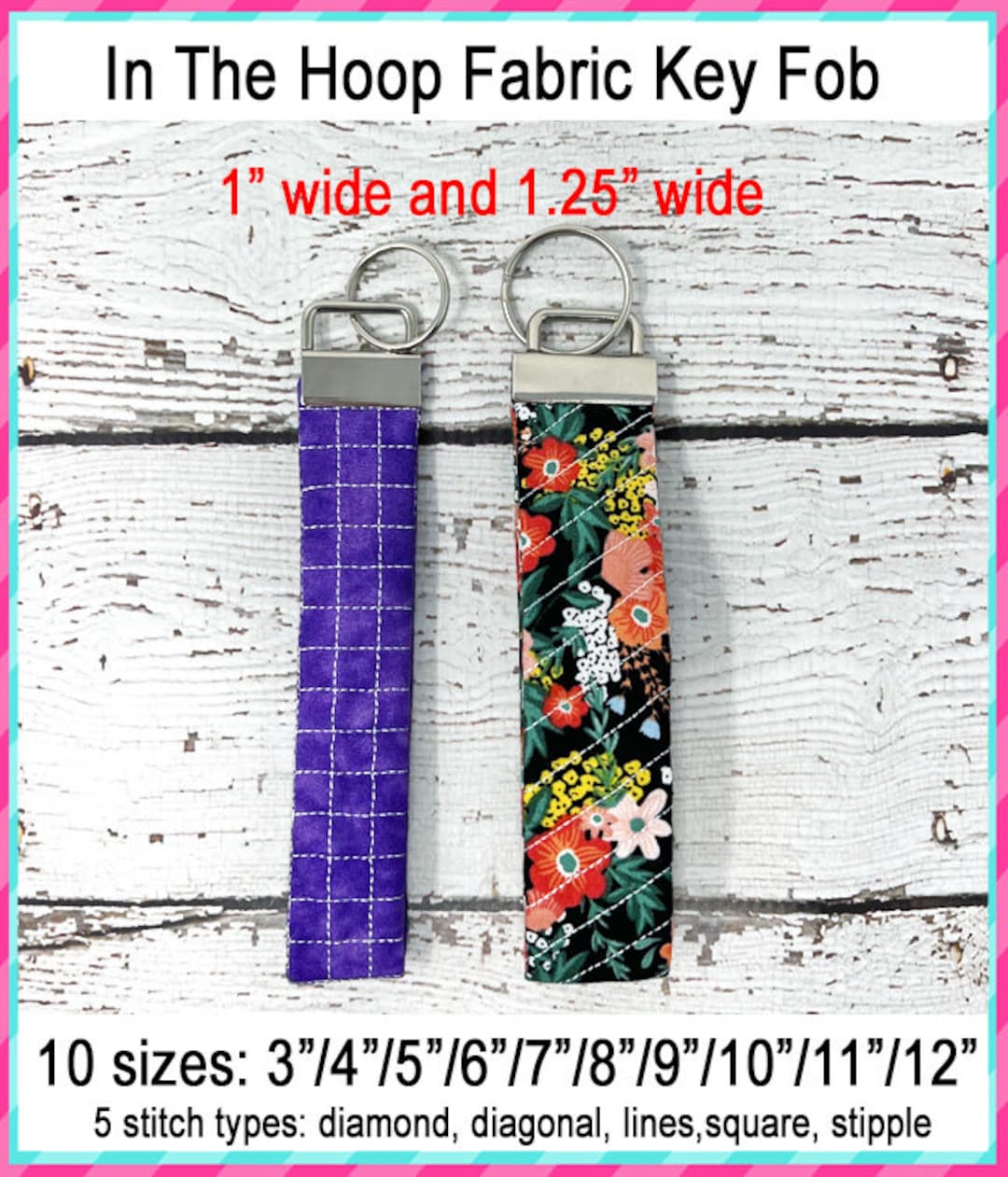 ITH in the Hoop Key Fob Embroidery Design, in the Hoop Machine ...