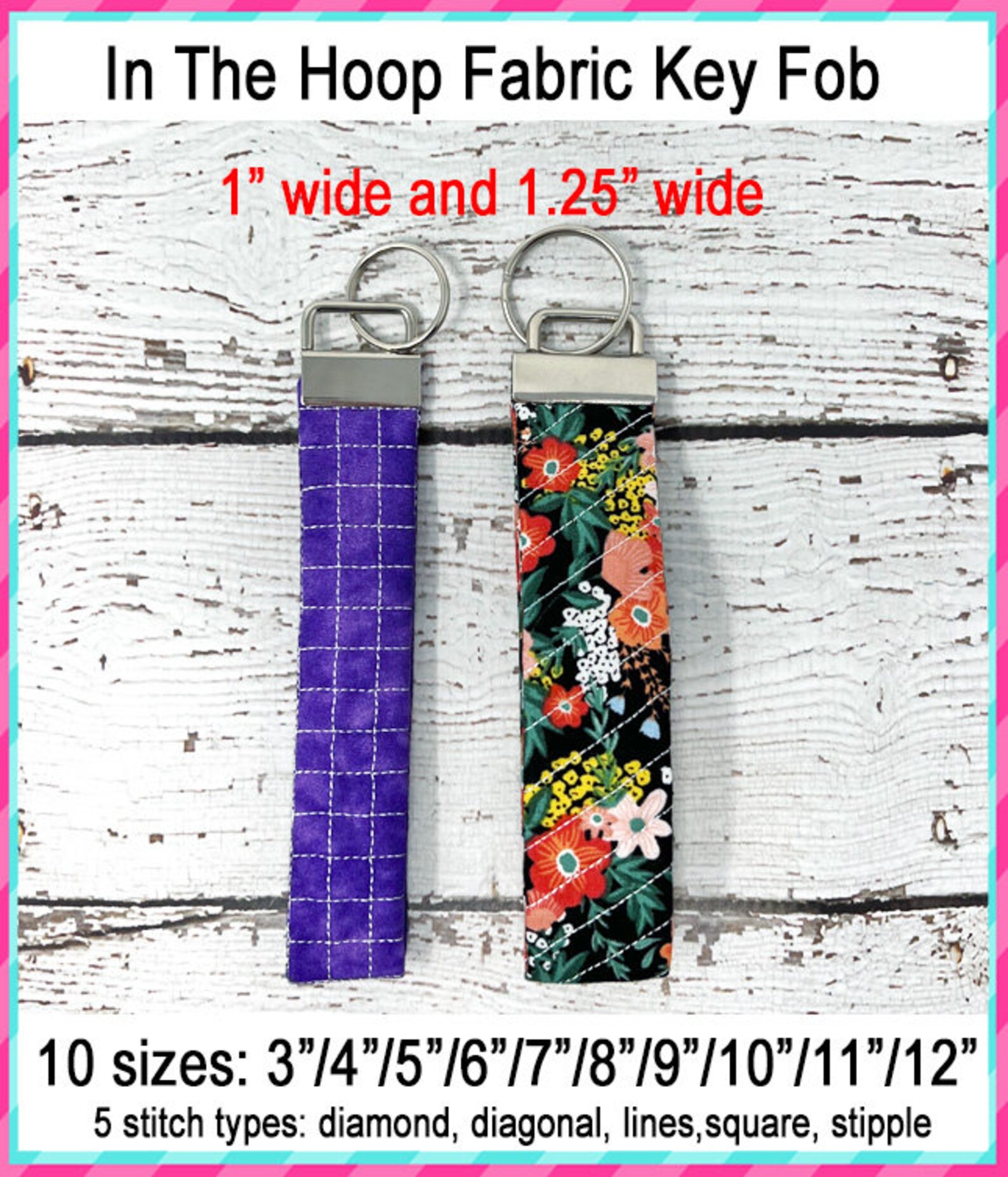 ITH in the Hoop Key Fob Embroidery Design, in the Hoop Machine ...