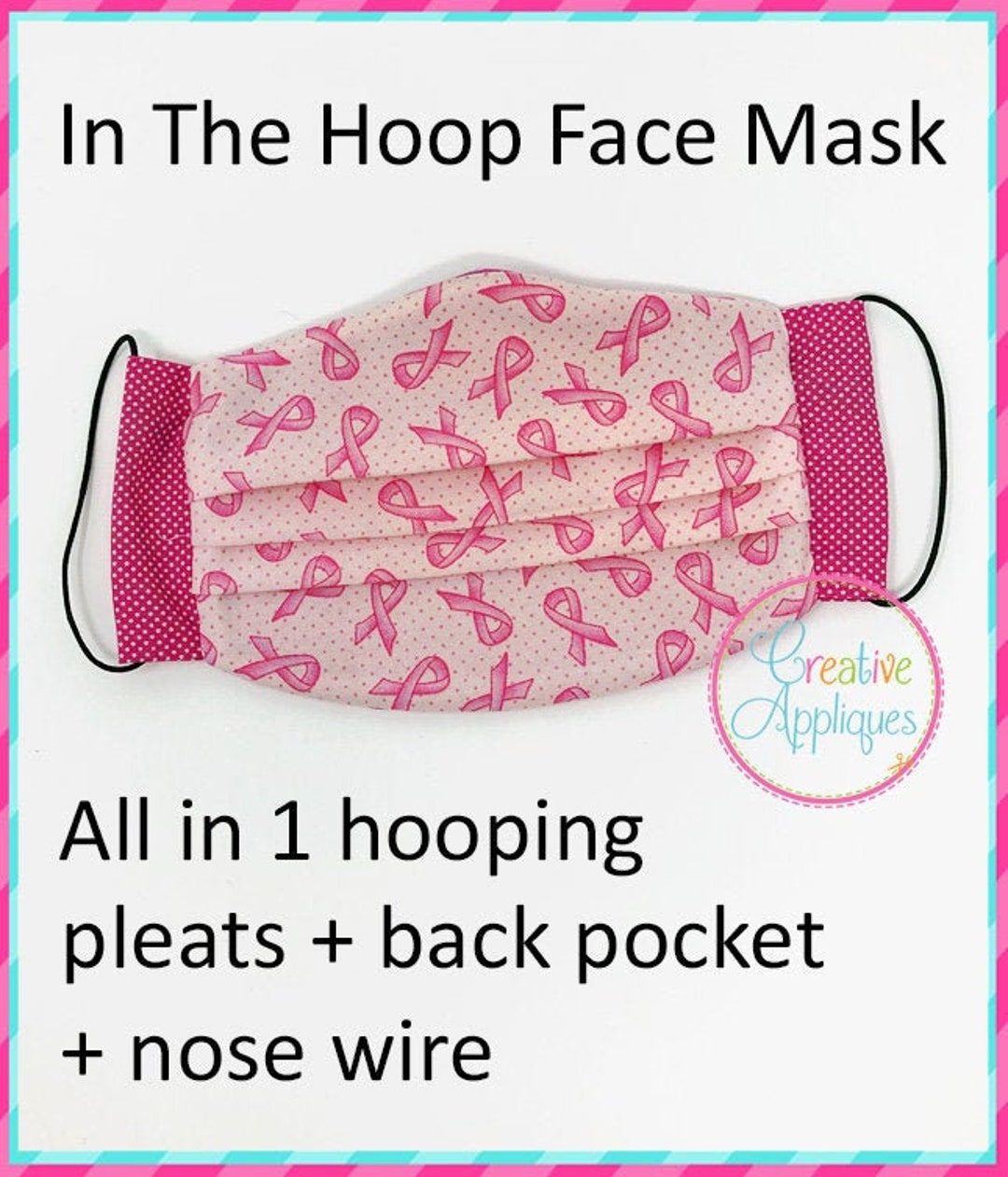 4 SIZES! in the Hoop Face Mask Digital Machine Embroidery Design ...