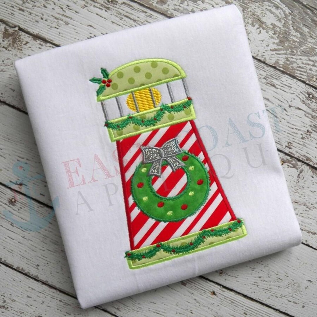 Holiday Lighthouse Applique Machine Embroidery Design, Machine Applique ...