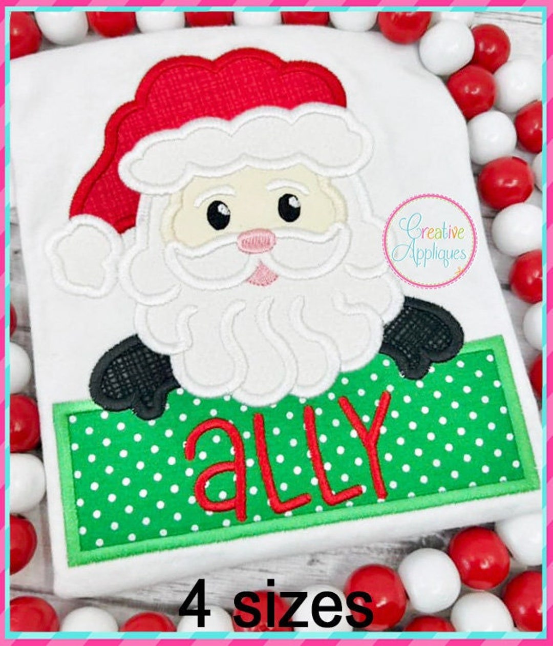Santa Frame Applique Digital Machine Embroidery Design 4 Sizes, Santa ...