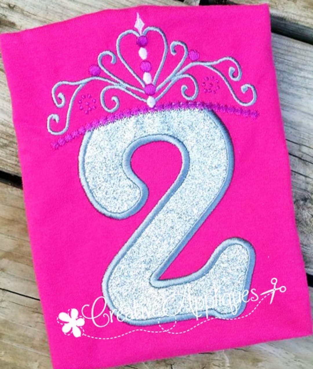 Princess Crown Birthday Number 2 Machine Embroidery Applique Design 4 ...