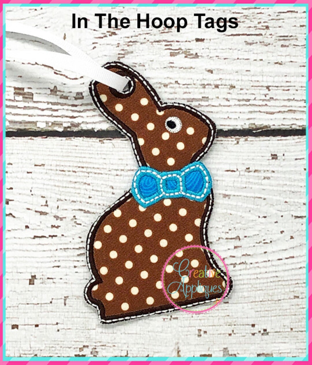 Rabbit Tag in the Hoop Applique Machine Embroidery Design, in the Hoop ...