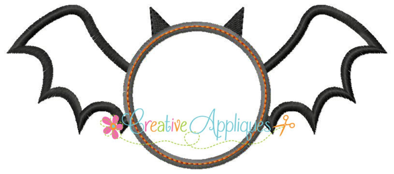 Monogram Bat Halloween Digital Machine Embroidery Applique Design 4 ...