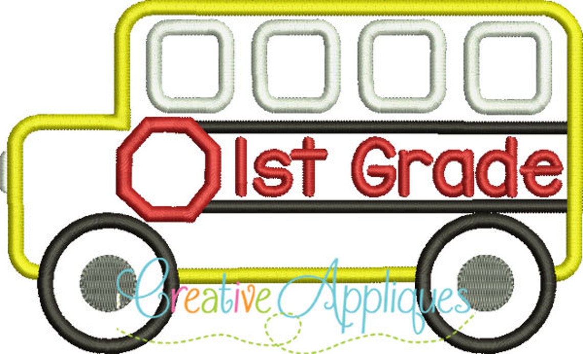 Set of 5 School Buses Digital Machine Embroidery Applique Design 4 ...