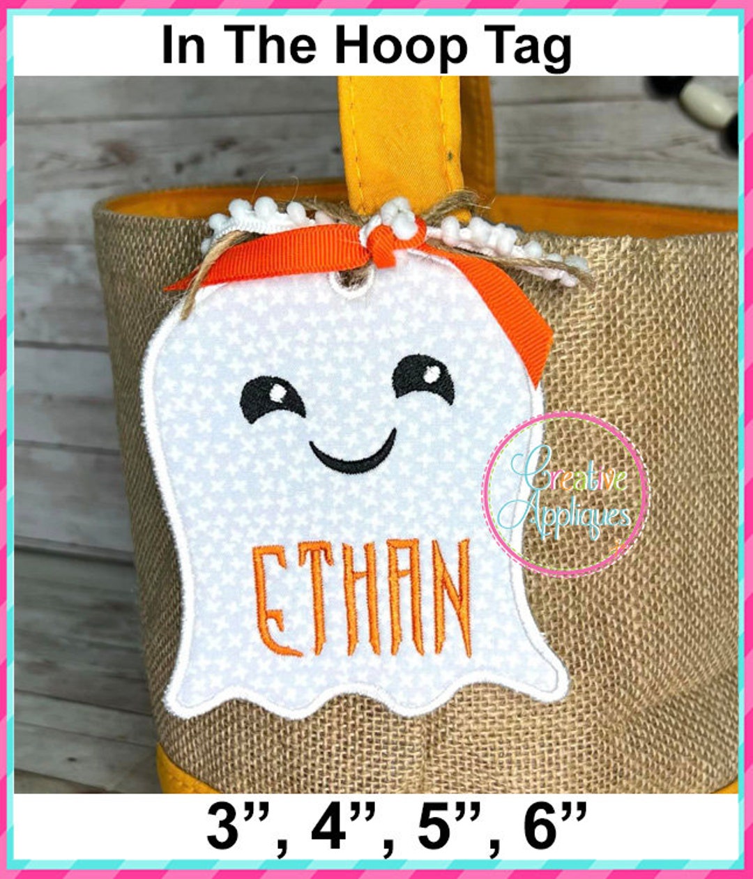 Ghost Tag in the Hoop Tag Machine Embroidery Design 4 Sizes, Luggage ...