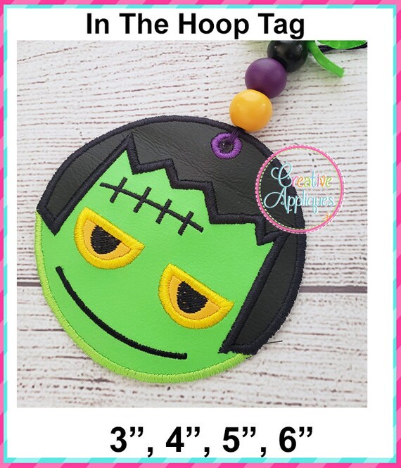 Frankenstein Tag in the Hoop Tag Machine Embroidery Design 4 - Etsy
