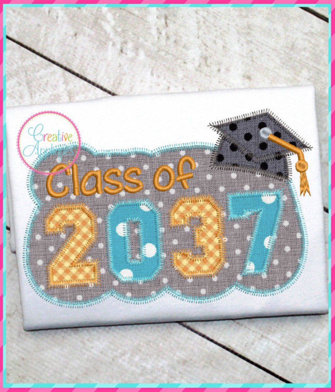 Zigzag Stitch Class of 2037 Graduation Digital Machine Embroidery ...
