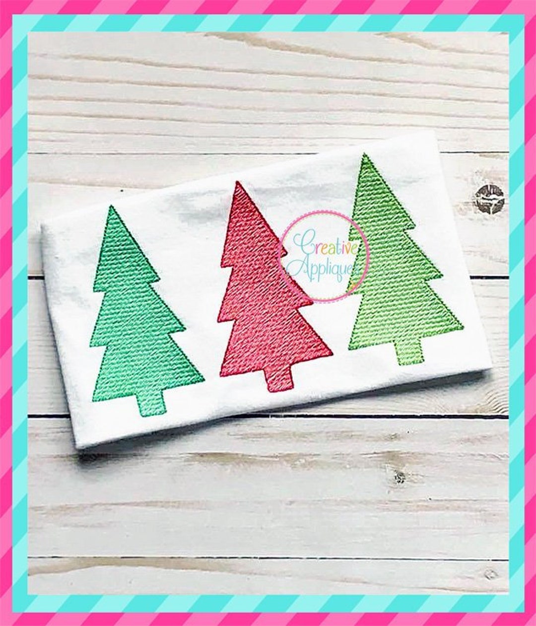 Sketch Stitch Christmas Tree Trio Digital Machine Embroidery Design 5 ...