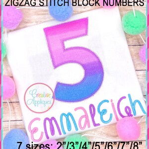 Zigzag Stitch Block Number Set Applique Digital Machine Embroidery ...