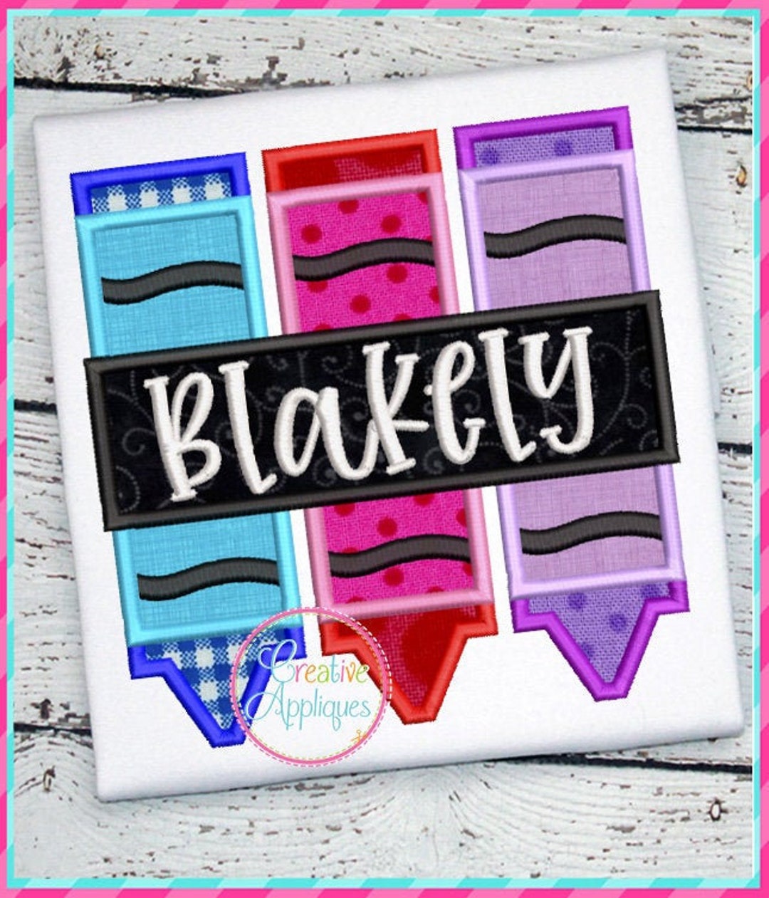 Crayon Trio Machine Embroidery Applique Design 4 Sizes, Crayon Applique ...