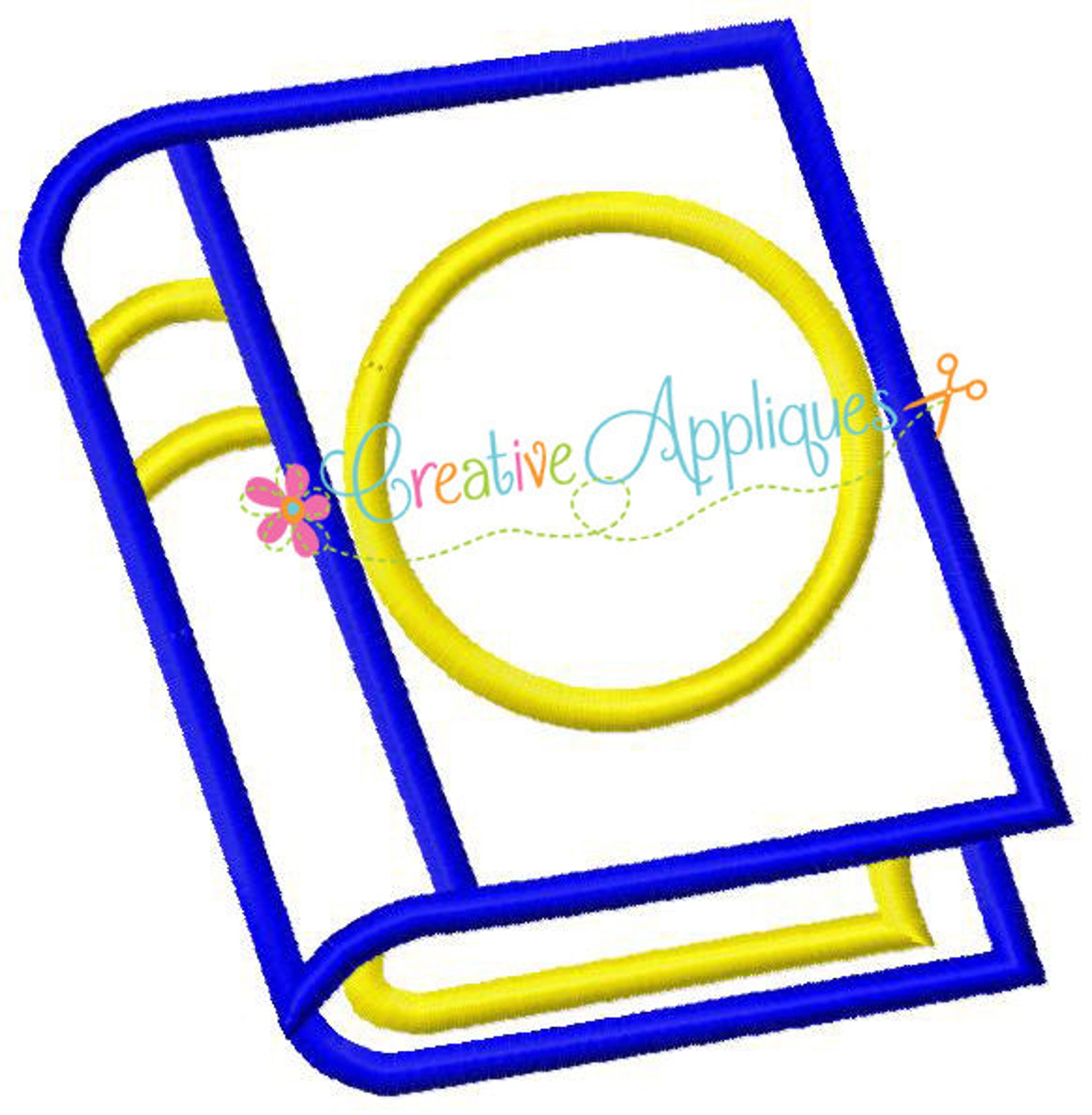 Book Monogram Digital Machine Embroidery Applique Design 4 Sizes - Etsy