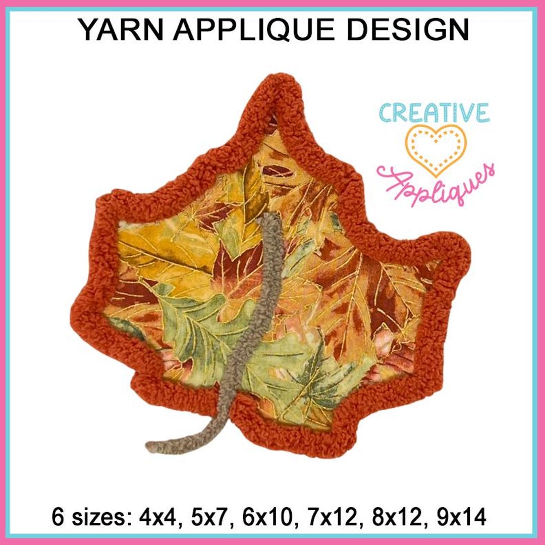 Yarn Leaf Applique Machine Embroidery Applique Design 6 SIZES, Leaf ...