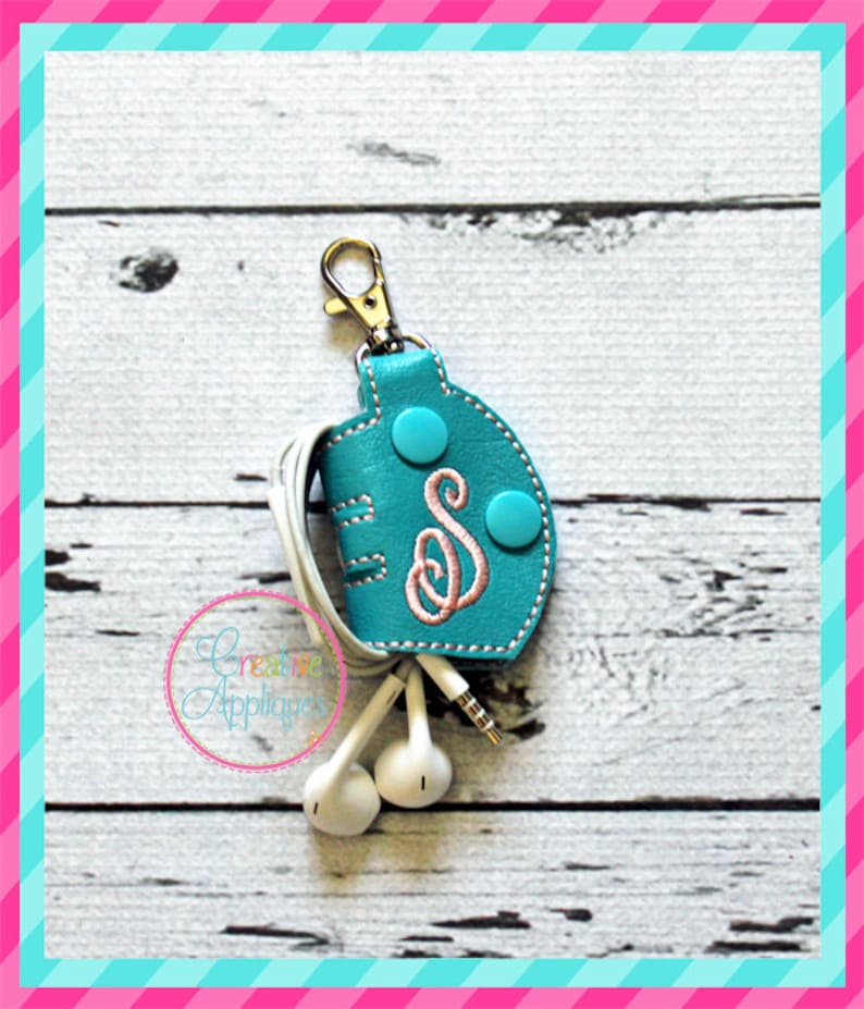 Cord Wrap Earbuds Snaptab Keychain in the Hoop Machine Embroidery ...