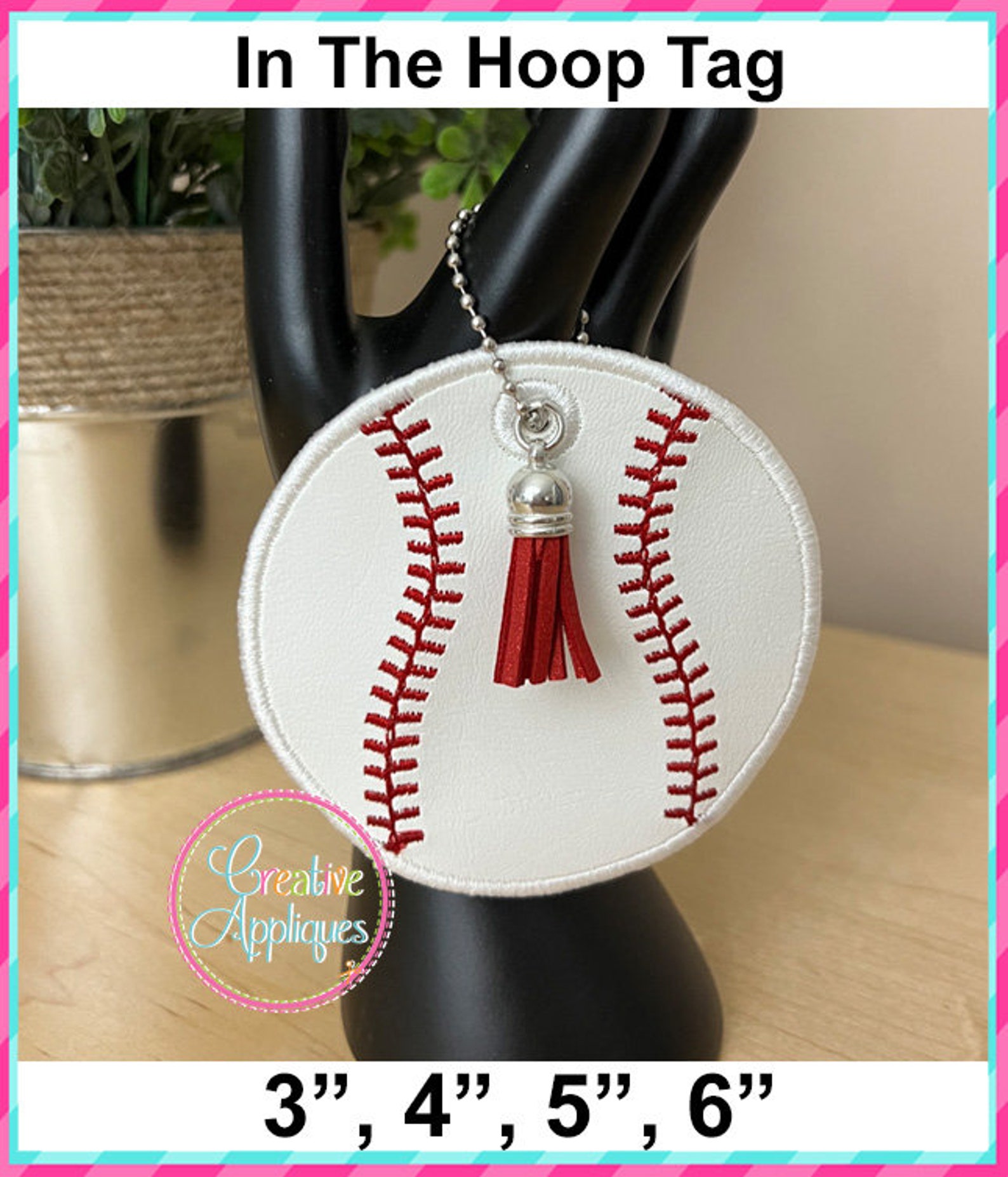 Baseball Tag in the Hoop Embroidery Design 4 Sizes Bag Tag - Etsy