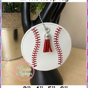 Baseball Tag in the Hoop Embroidery Design 4 Sizes, Bag Tag, in the ...