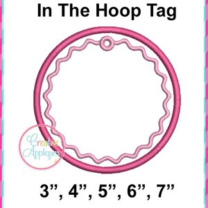 Circle Tag in the Hoop Applique Embroidery Design 5 Sizes, Bag Tag, in ...