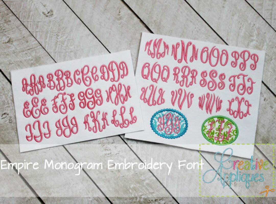 8 SIZES! Empire Embroidery Monogram Alphabet Font Digital Machine ...