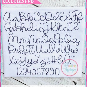 7 Sizes Bella Cursive Script Floss Embroidery Alphabet Font Digital ...
