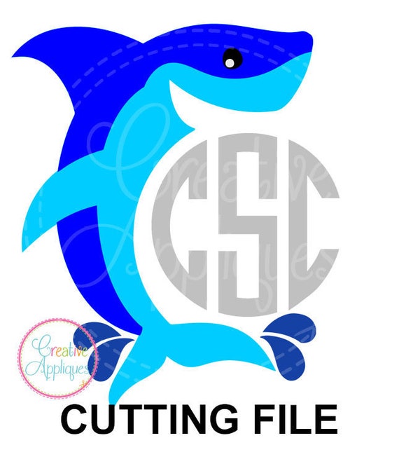 Shark Monogram SVG Eps DXF Cutting File Beach Svg Ocean Cut | Etsy