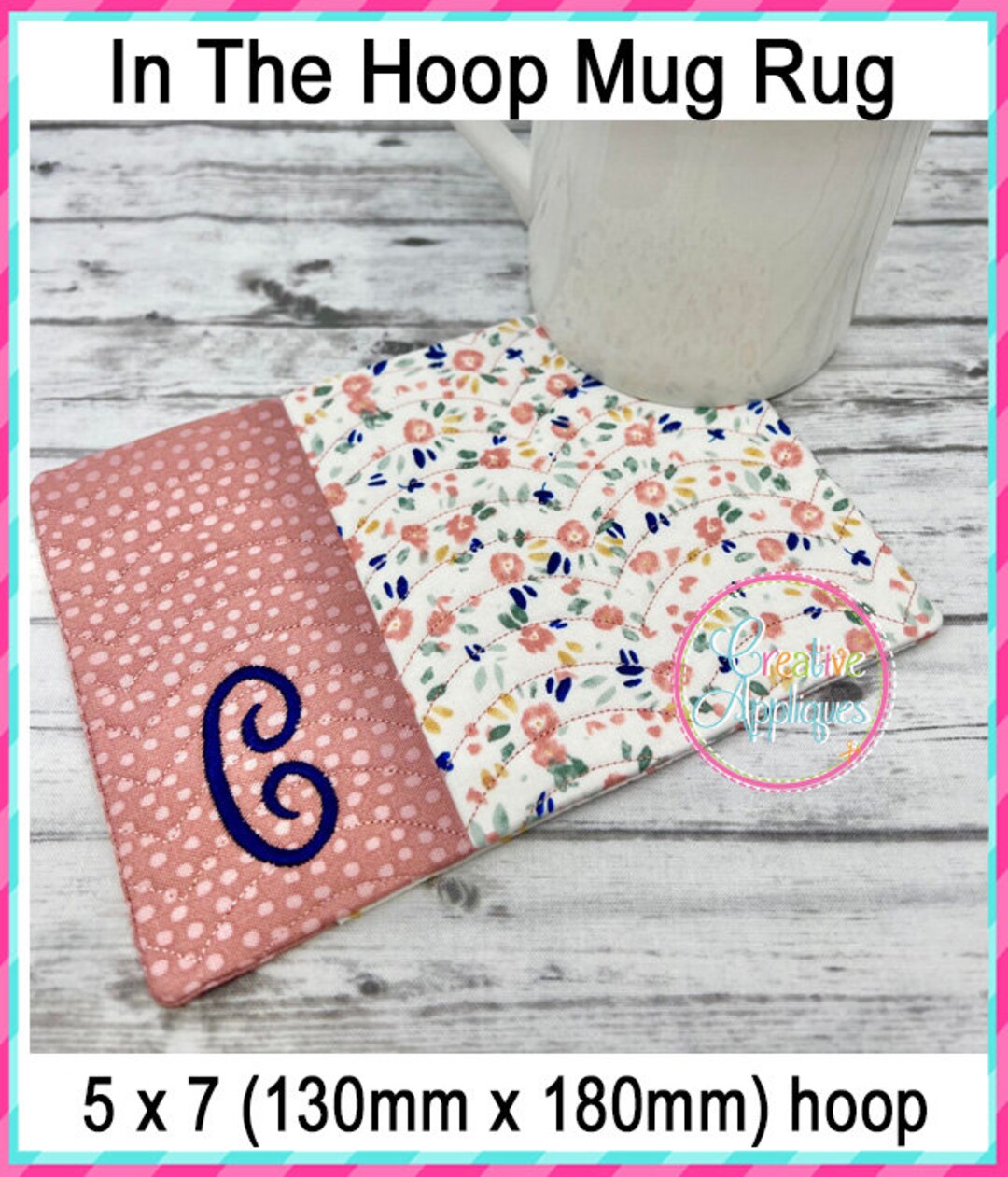 Script Alphabet Letters Mug Rug in the Hoop Machine Embroidery Design ...