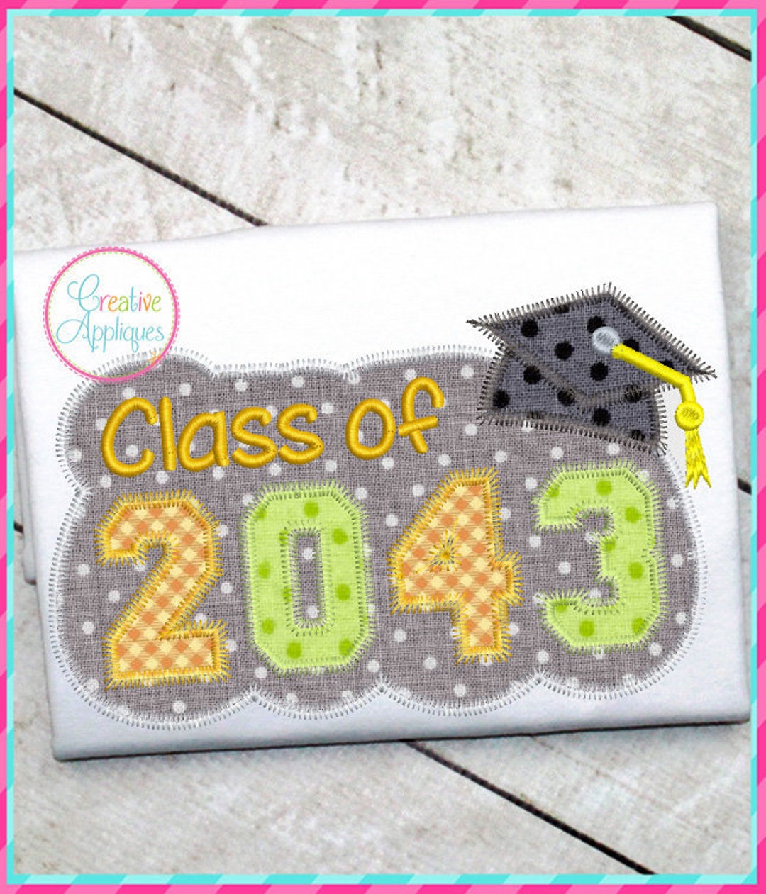 Zigzag Stitch Class of 2043 Graduation Digital Machine Embroidery ...
