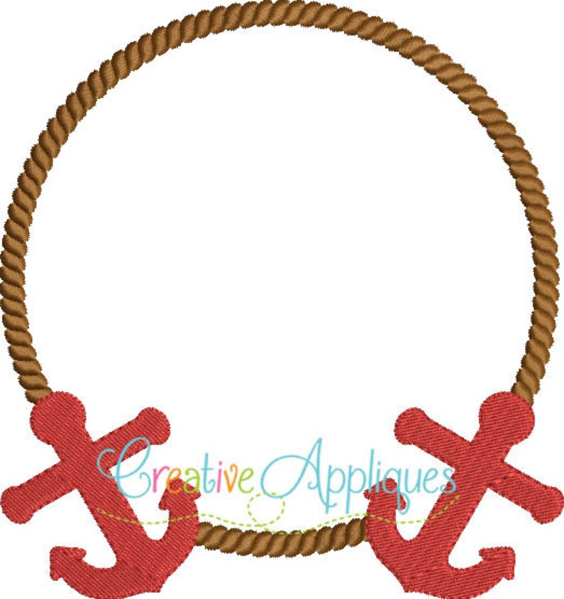 Anchor Monogram Rope Circle Frame Digital Machine Embroidery - Etsy