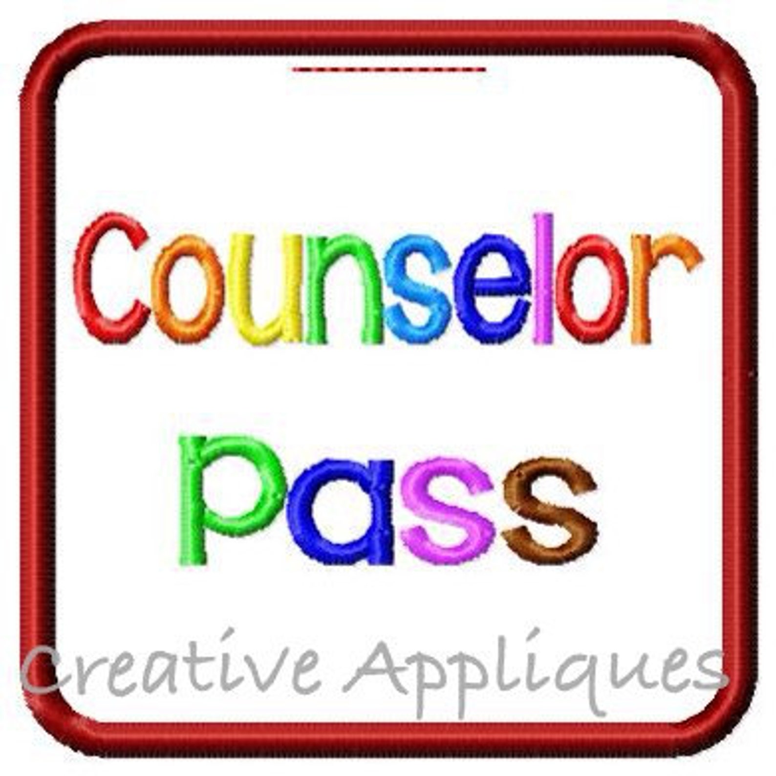 Counselor School Pass ITH in the Hoop Digital Machine Embroidery Design ...